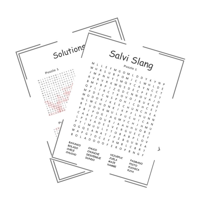 Salvi Slang Word Search Printable Puzzle, El Salvador Slang Word Search ...
