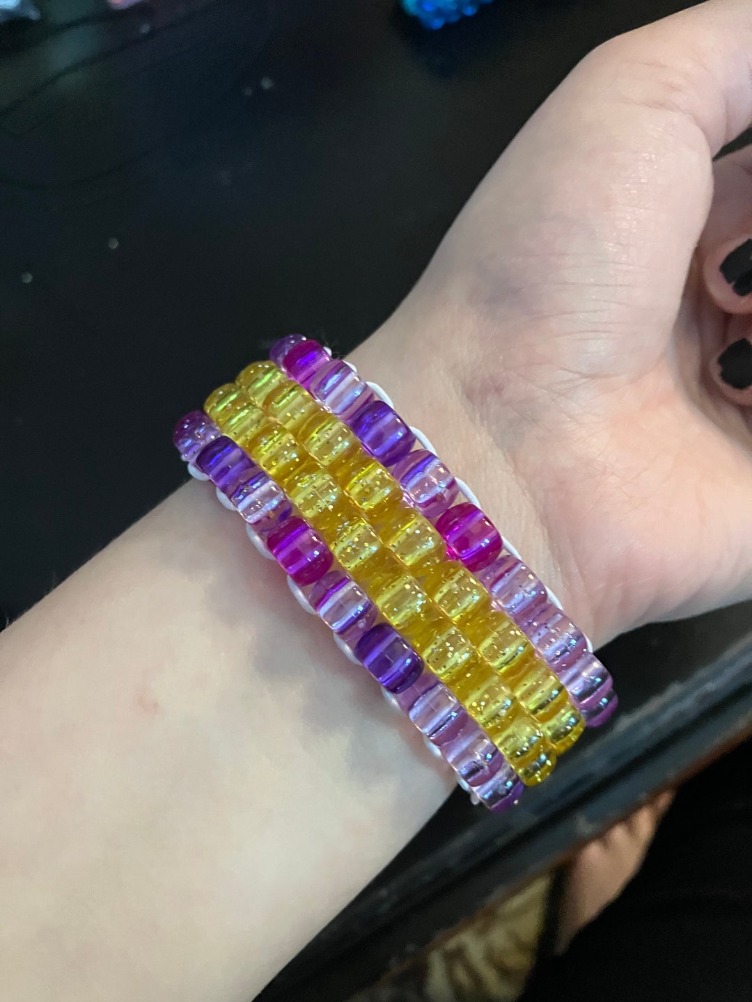 Purple and Yellow Kandi Cuff - Etsy