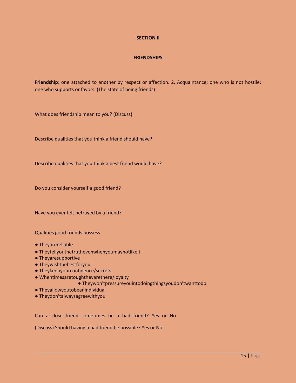Teen Workbook “healthy Relationships Lasting Legacies” Presented by F.A ...