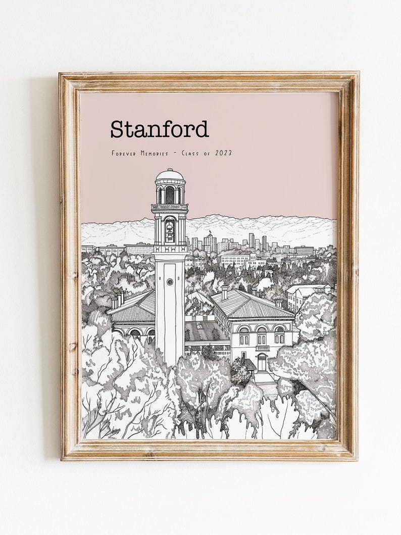 Custom Stanford University Print, College Graduation Gift, Campus ...
