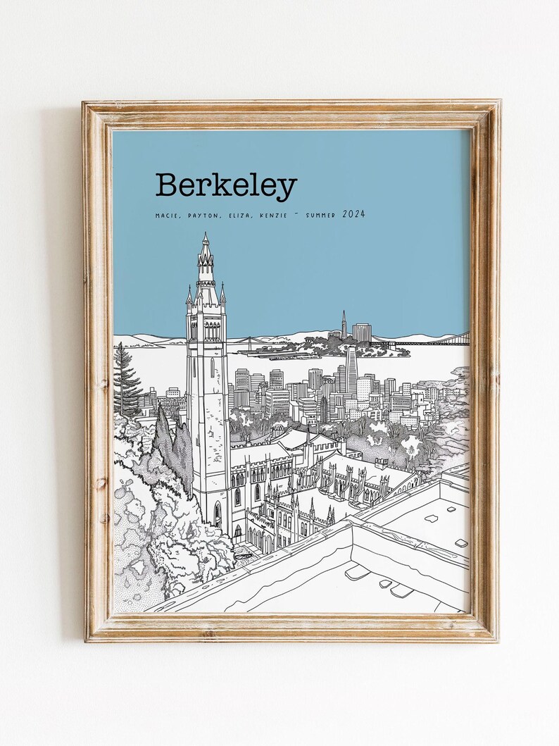 Personalized Berkeley Art Print, Customizable Cityscape Illustration ...