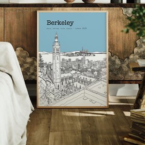 Personalized Berkeley Art Print, Customizable Cityscape Illustration ...