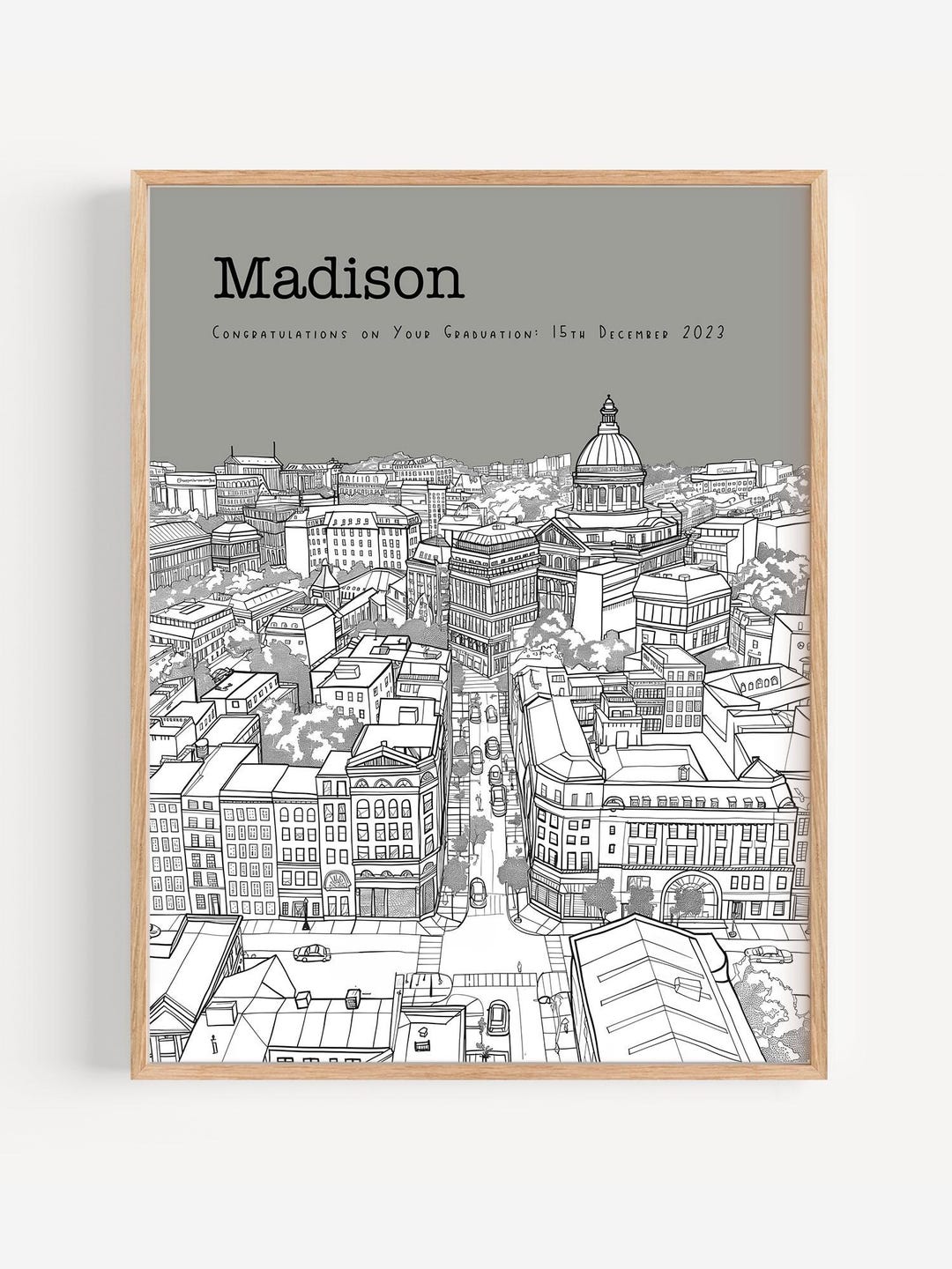 Madison Art Print: Customizable Cityscape, Wisconsin Keepsake - Etsy