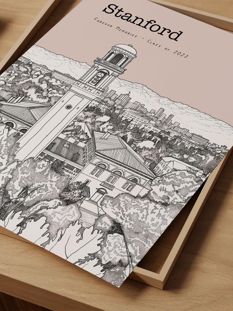 Custom Stanford Art Print, Personalized University Illustration With ...