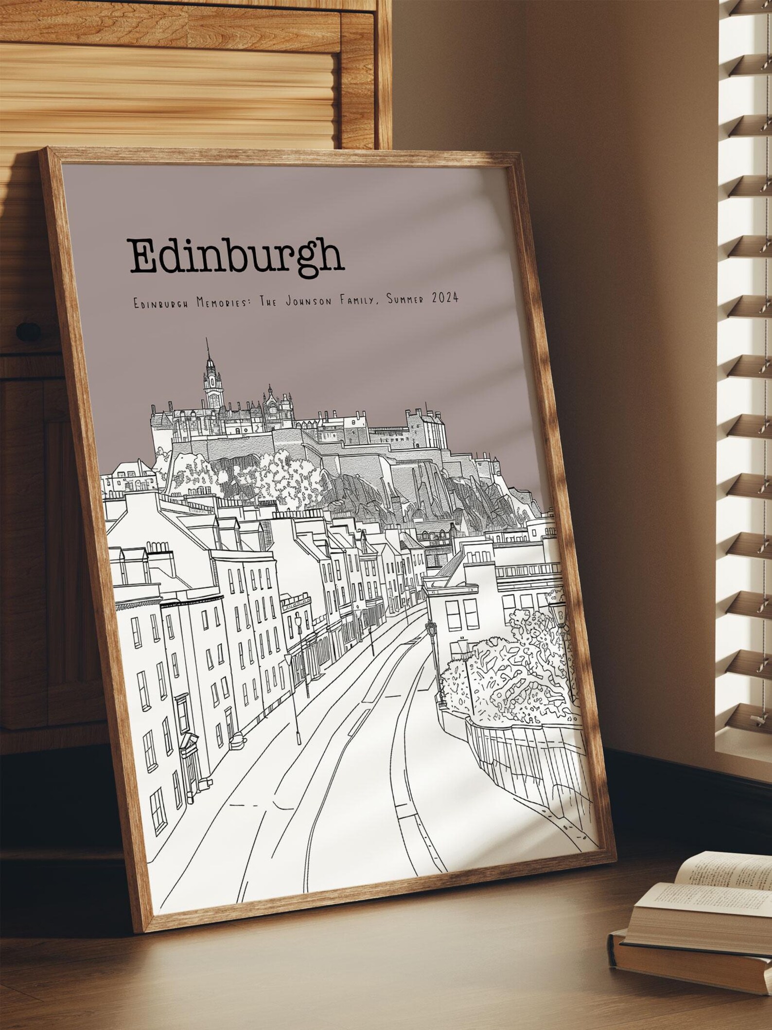Personalized Edinburgh Art Print: Cityscape Travel Souvenir - Etsy