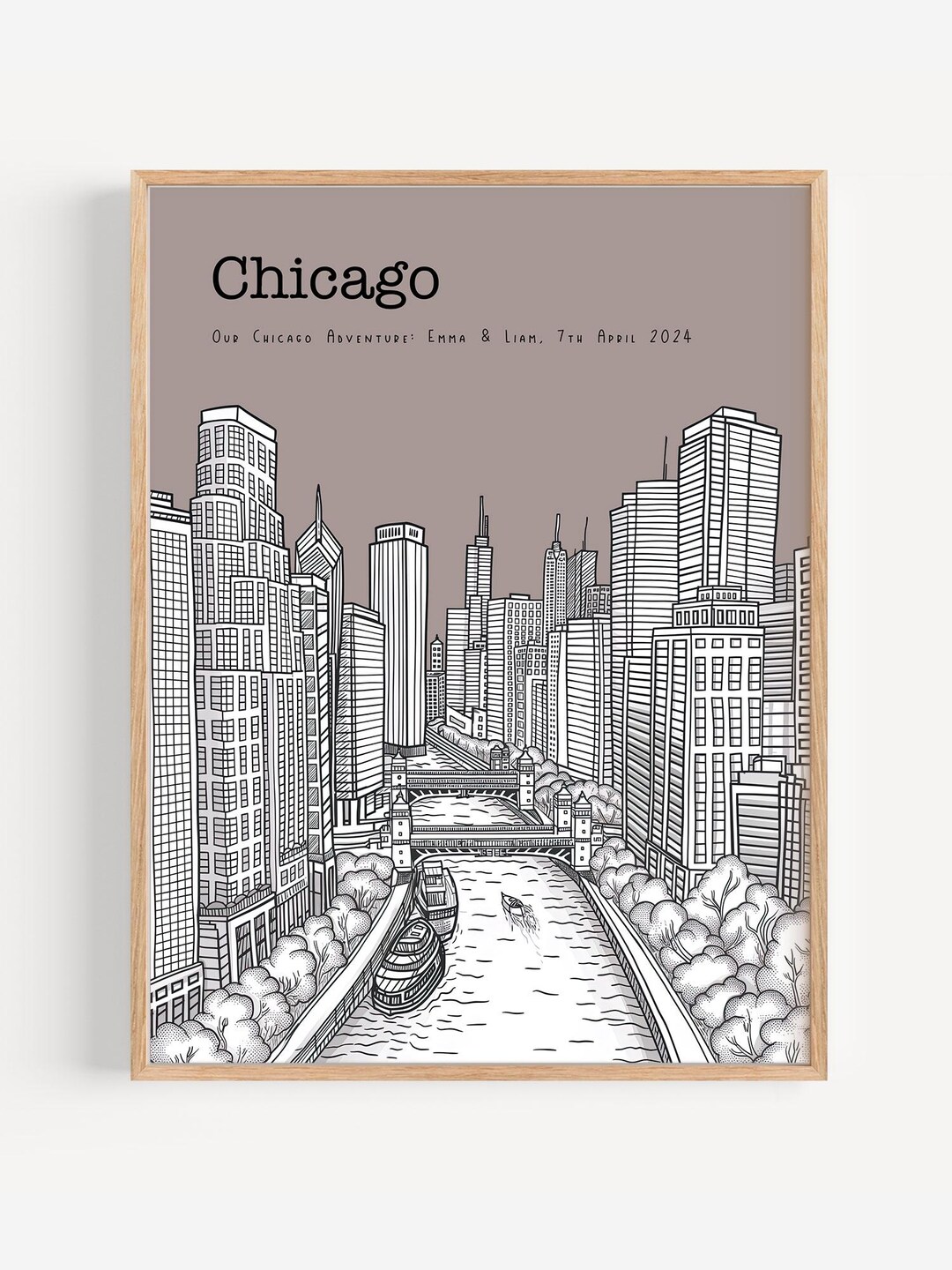 Personalized Chicago Skyline Art Print: Customizable Travel Souvenir - Etsy