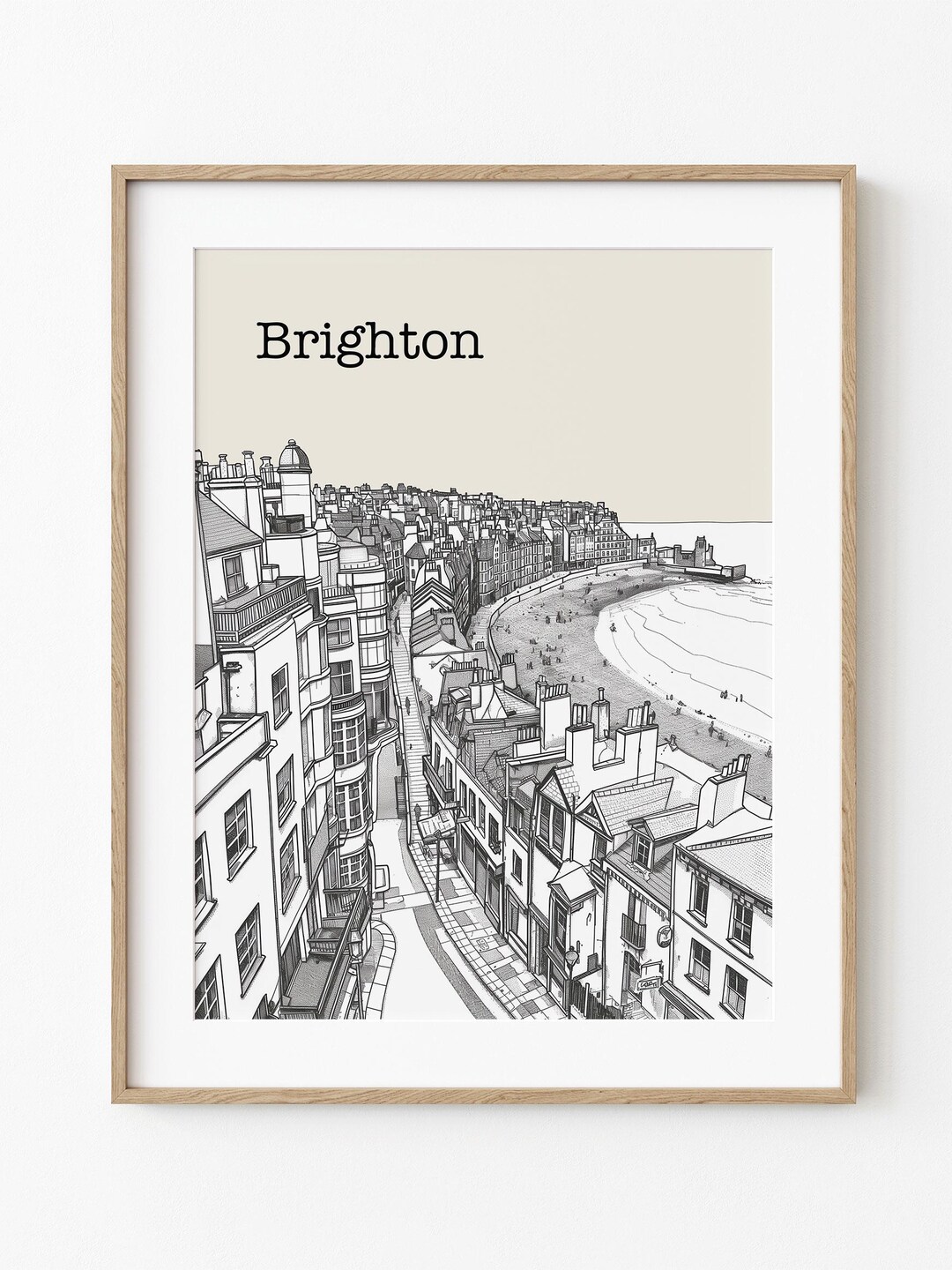 Brighton Wall Art - Seaside City Illustration on Archival Matte Paper ...