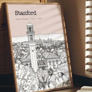 Custom Stanford Art Print, Personalized University Illustration With ...