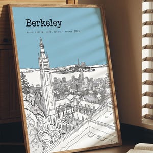 Personalized Berkeley Art Print, Customizable Cityscape Illustration ...