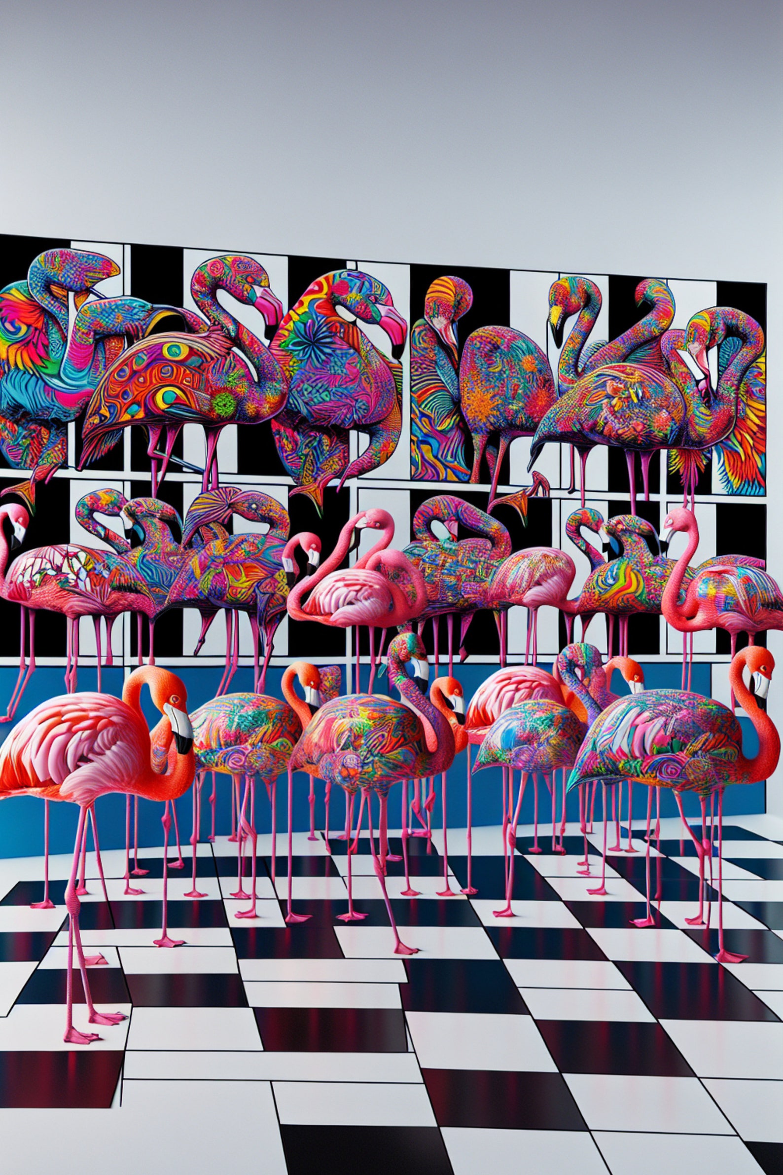 Flamingo Blotter Art Digital Print SVG Dopamine Decor Printable Wall ...
