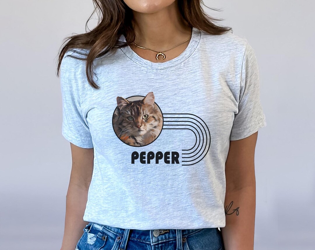 Custom Pet Photo T-shirt, Personalized Pet Face Shirt for Cat and Dog ...