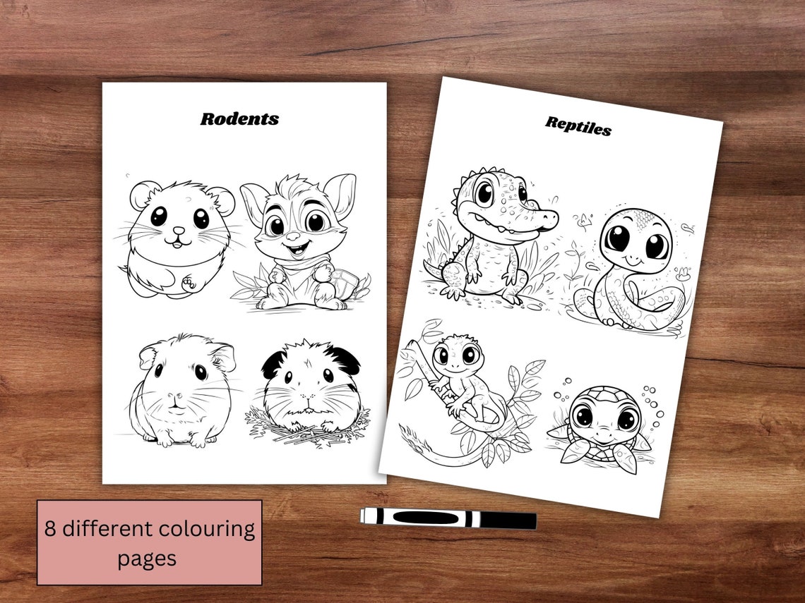 Animal Themed Colouring Pages, Colour in Sheets, Colours for Kids - Etsy