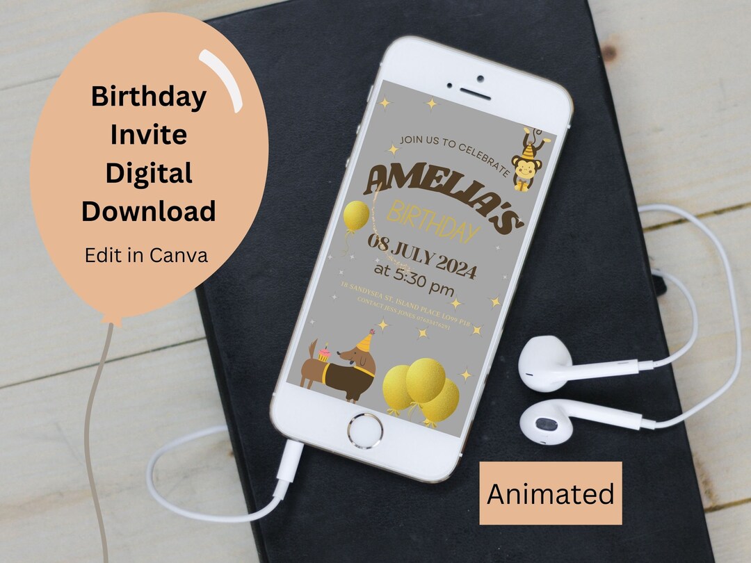 Birthday Invitation, Ecard, Einvite, Animated Party Invite - Etsy