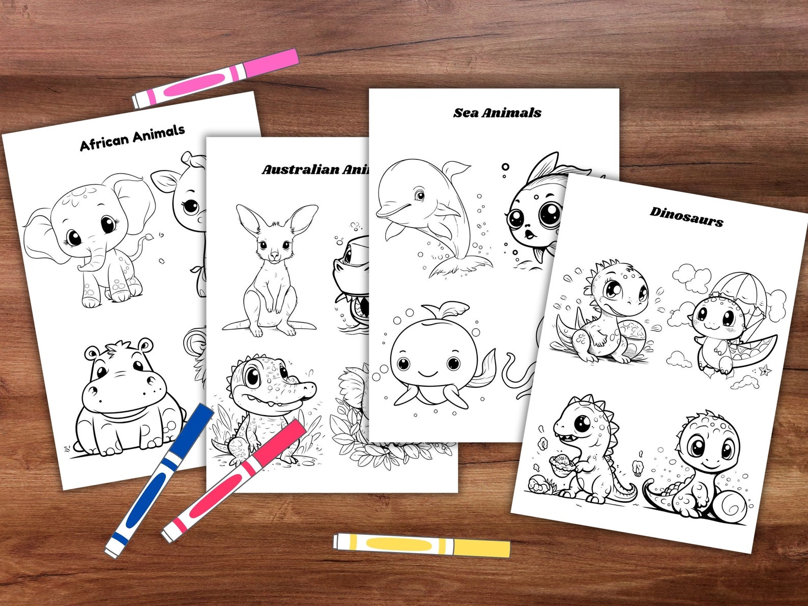 Animal Themed Colouring Pages, Colour in Sheets, Colours for Kids - Etsy