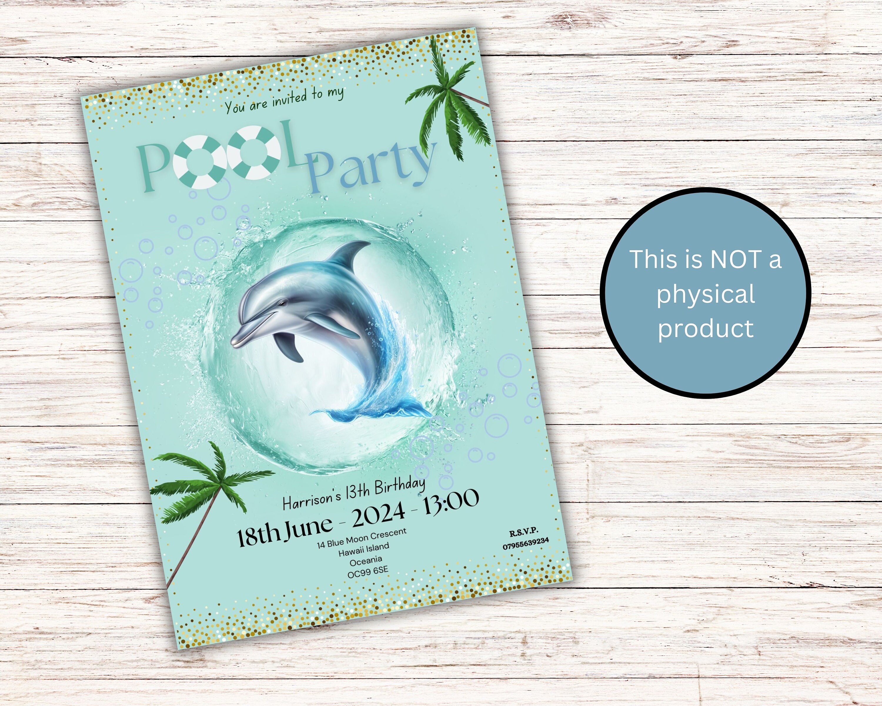 Printable Pool Party Invite, Dolphin Themed Invite, Birthday Invite - Etsy