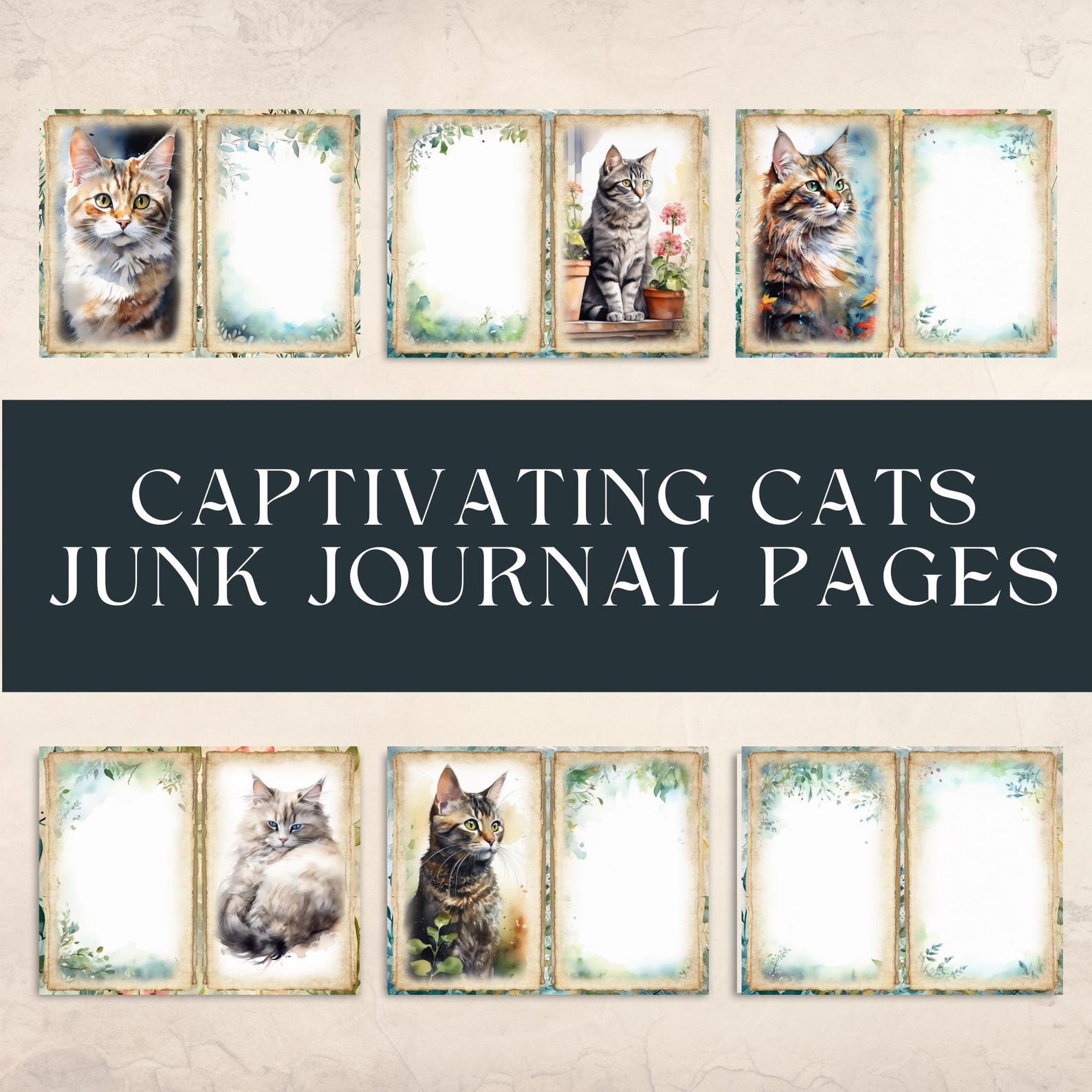 Captivating Cats Journal Pages - Etsy