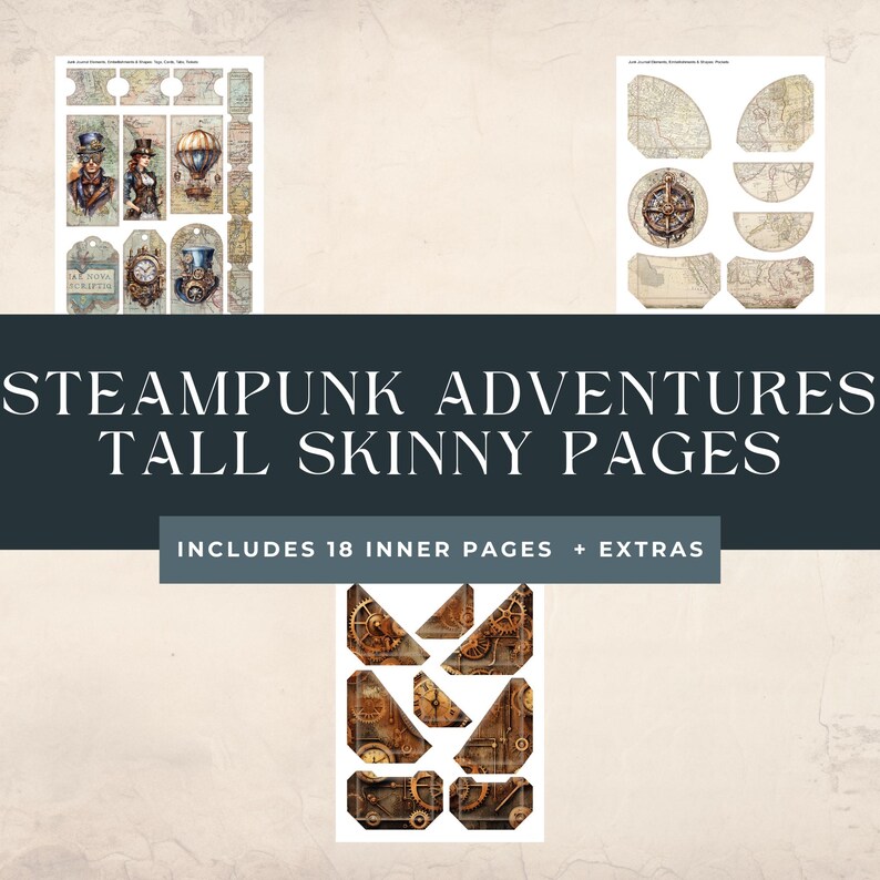 Steampunk Tall Skinny Journal Pages + Extras - Etsy