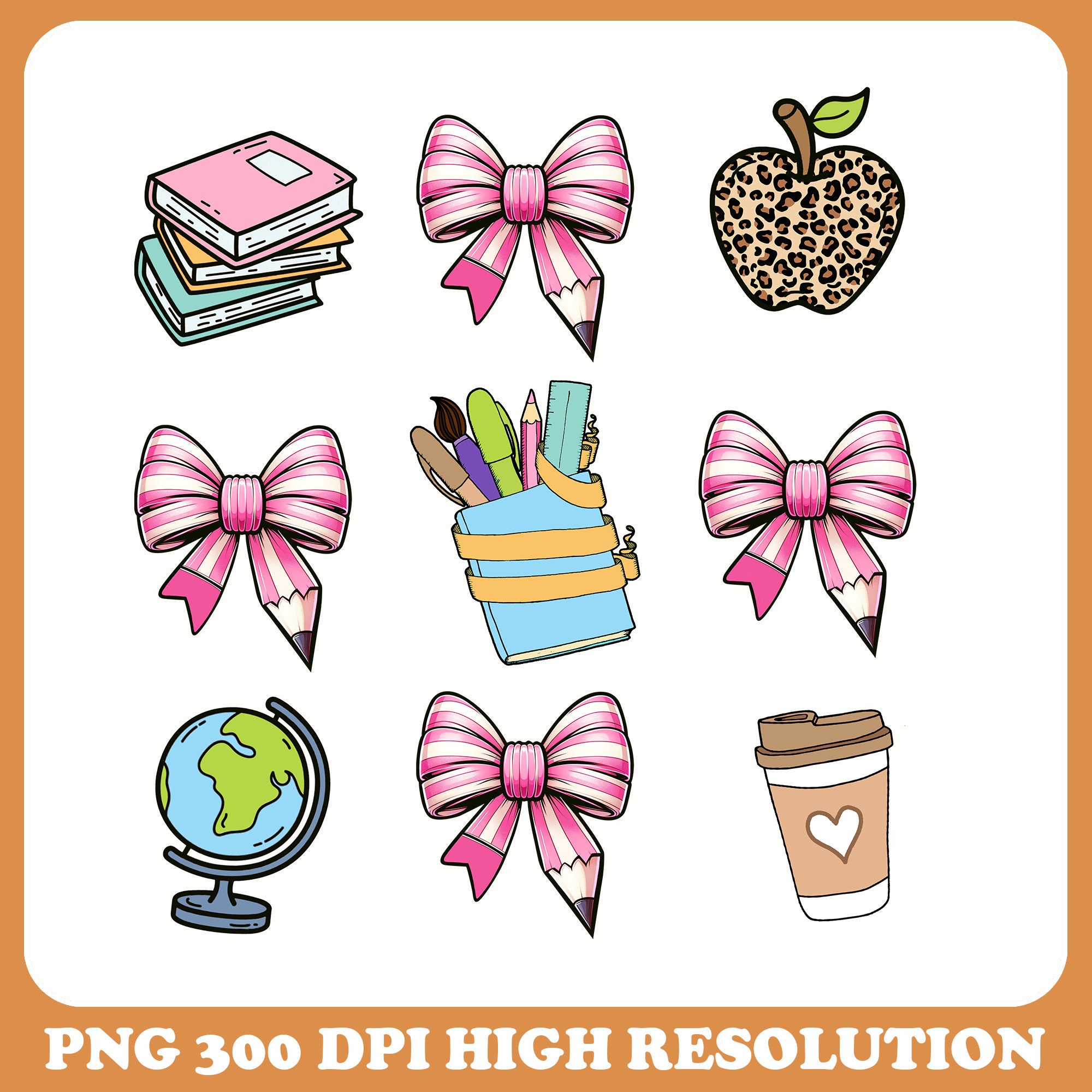 Coquette Pink Bow Teacher Png, Teacher Pencil Bow Png, Teacher Gift ...