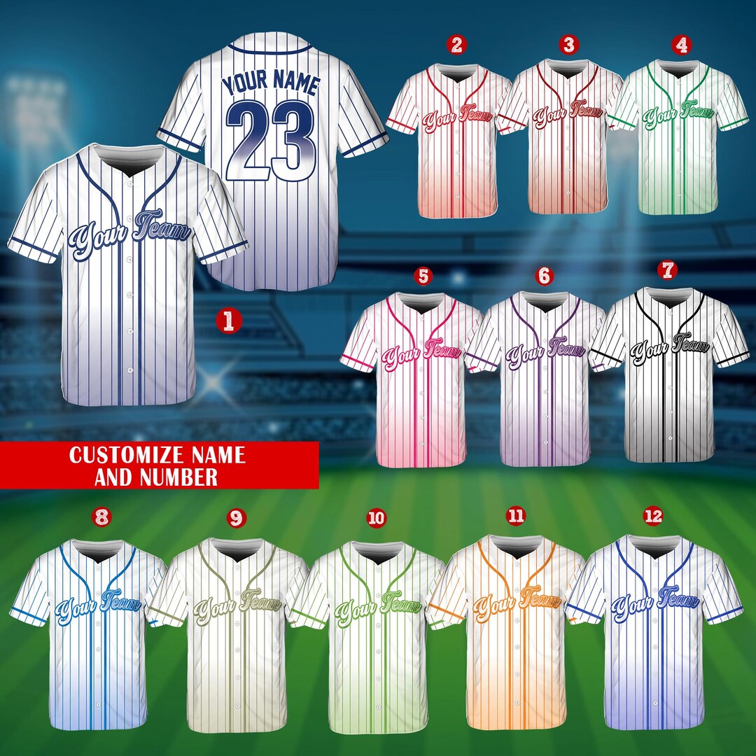 Custom Name and Number Baseball Jersey, Personalized Baseball Jersey ...