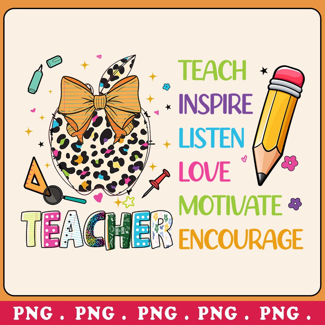 Teacher Appreciation PNG Teacher Leopard Apple Png Back to School PNG ...