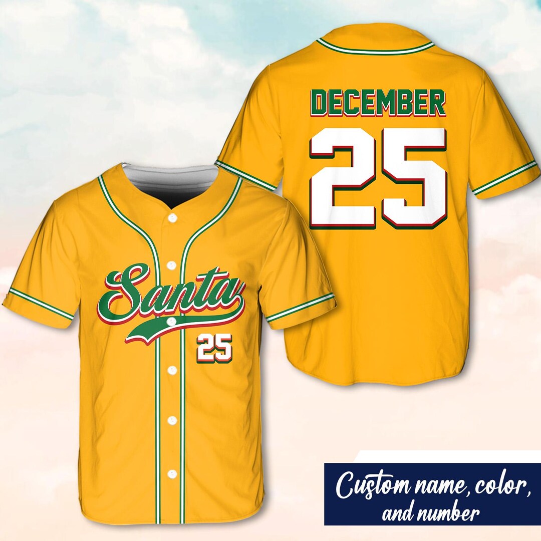 Custom Christmas Baseball Jersey, Santa Holiday Shirt With Personalized ...