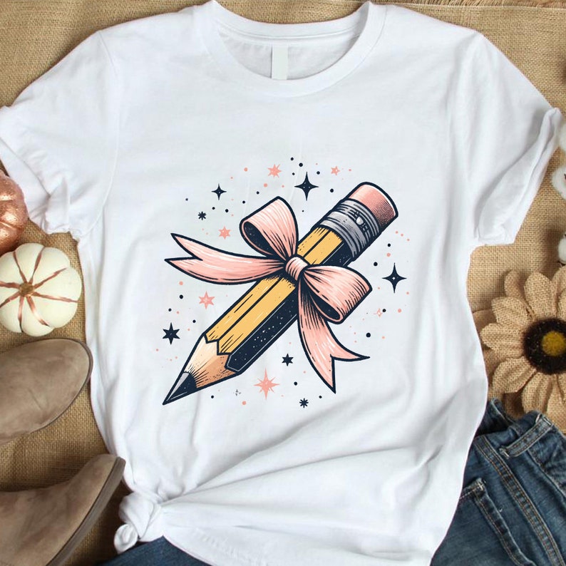 Teacher Png Trendy Teacher Png Designs for Shirts, Coquette Pencil With ...