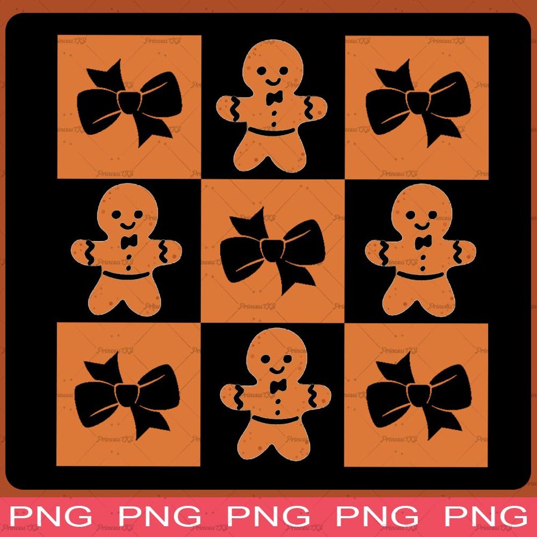 Retro Checkered Gingerbread Man Coquette PNG, Trendy Distressed ...