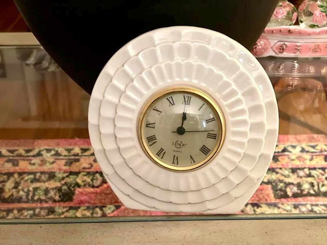 Lenox Quartz Ivory Sundial Clock, Vintage Porcelain Mantel, Desk Clock ...