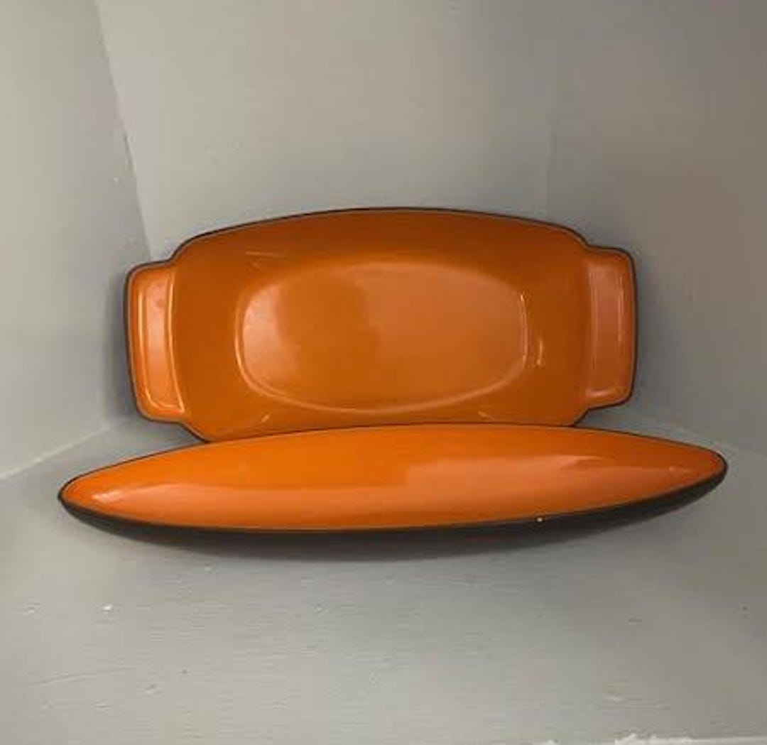 Vintage Orange and Black Melamine Serving Trays, Serveware Robex ...