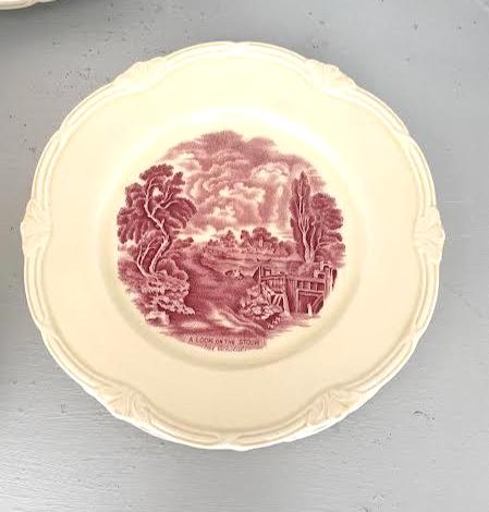 Grindley Pink Transferware Dinnerware Set: Scenes After Constable ...