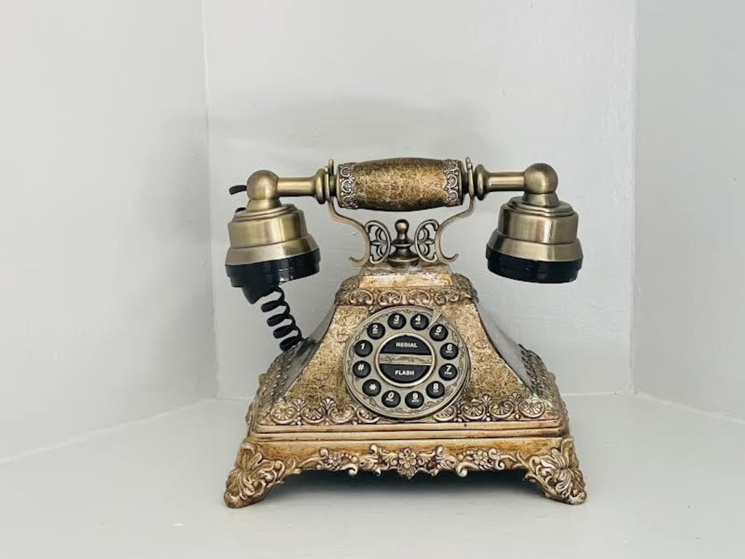 Vintage Victorian French Style Telephone Push Button Phone Landline ...