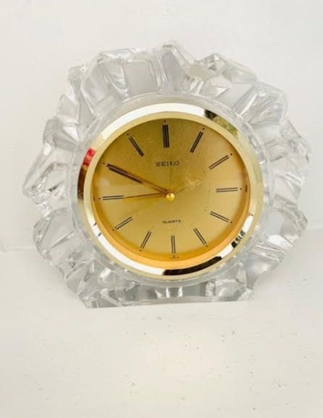 Original Seiko Quartz Clock, Elegant Crystal Rock Mantel/desk Clock ...
