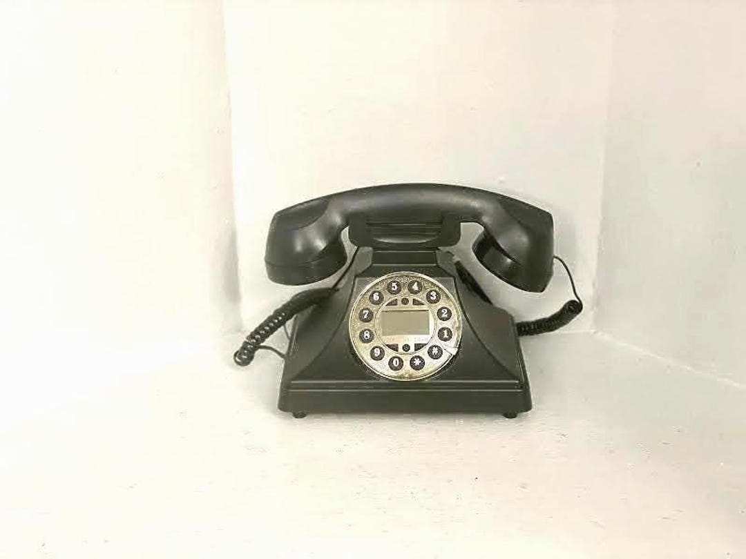 Retro Black European Style Push Button Landline Telephone: Vintage Desk ...