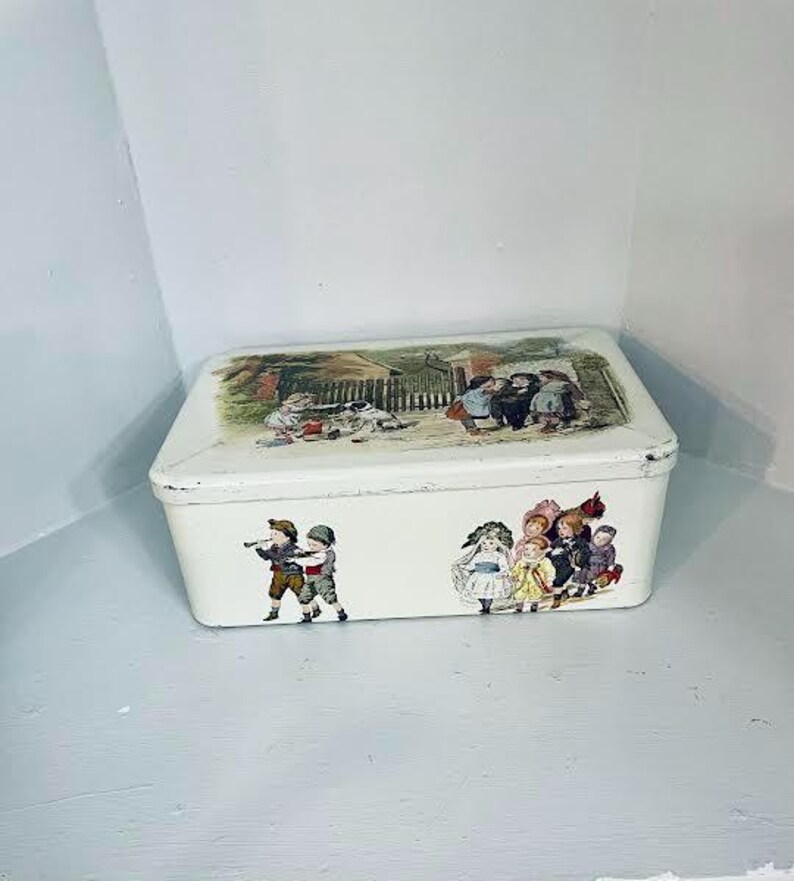 Vintage Tin Sheet Cookie Box Tobacco Tin Box Massilly France Design of ...