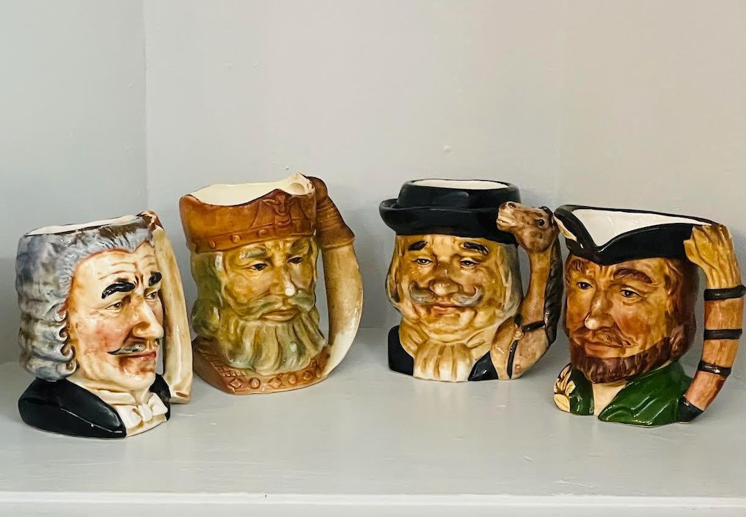 A Collection of Royal Crown Staffordshire Character Mugs/jugs Vintage ...