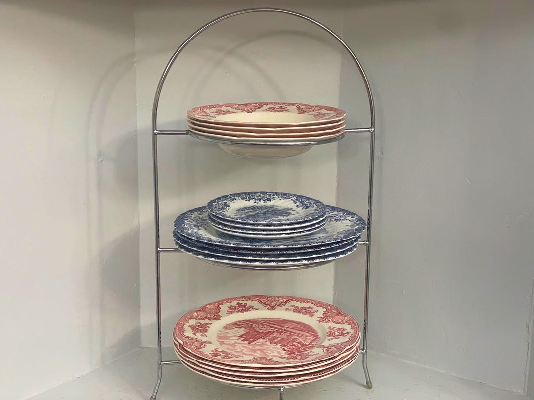 Vintage Silver Color Metal 3 Tier Plate Rack: Dinnerware Stand - Etsy
