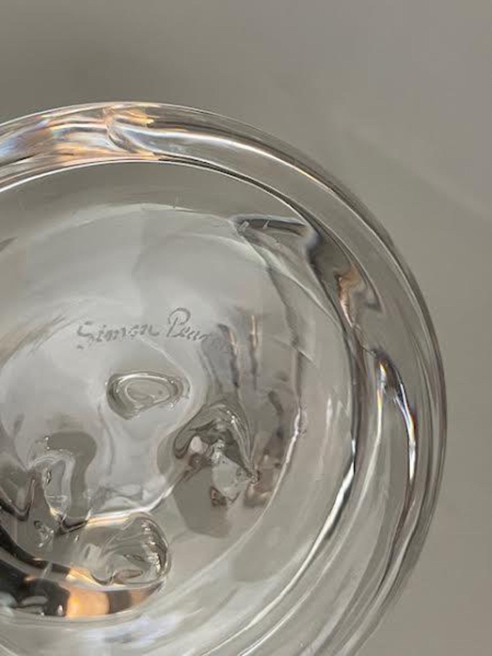 Simon Pearce Clear Crystal Pedestal Compote Vintage Large Art Glass ...