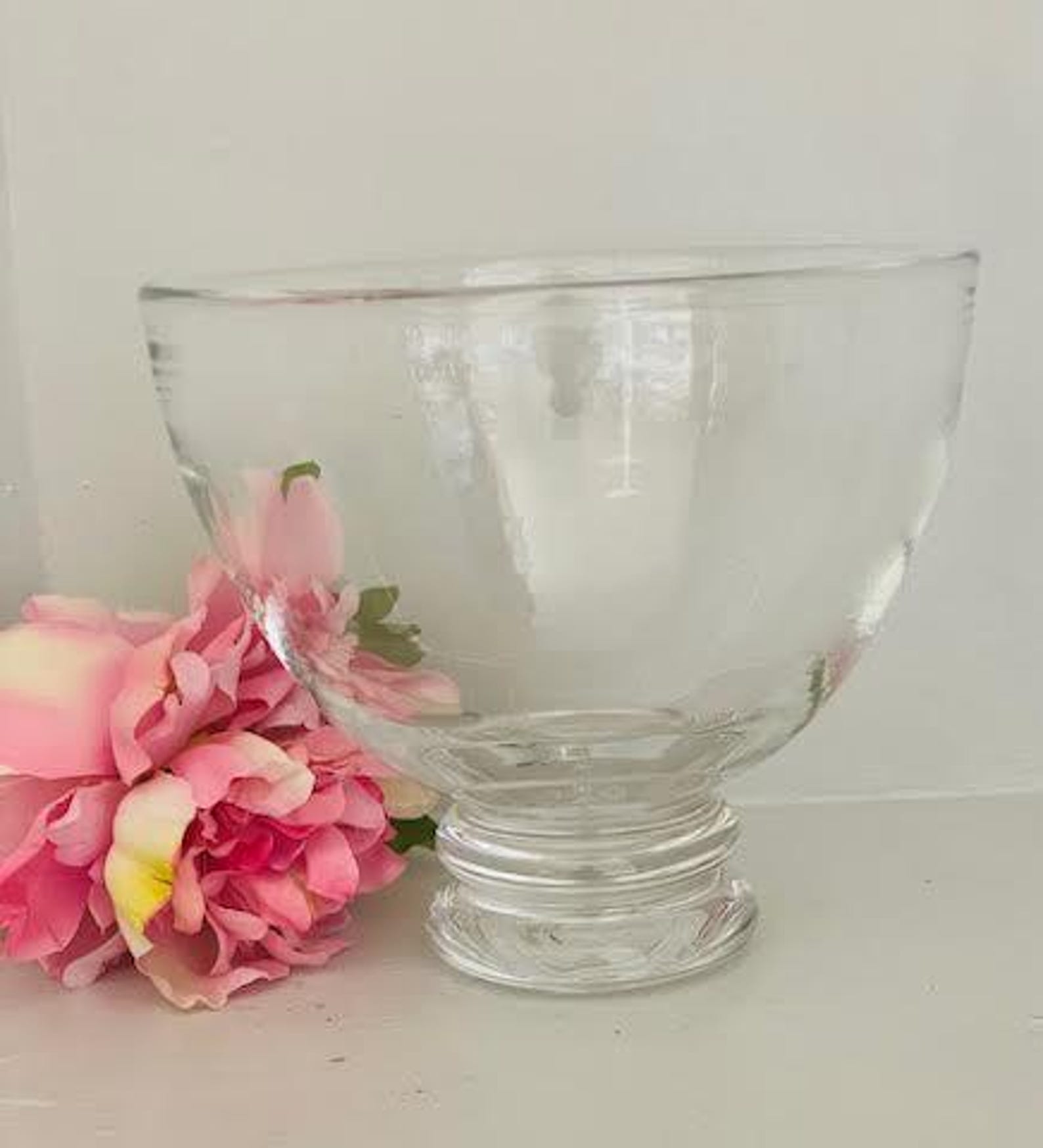 Simon Pearce Clear Crystal Pedestal Compote Vintage Large Art Glass ...