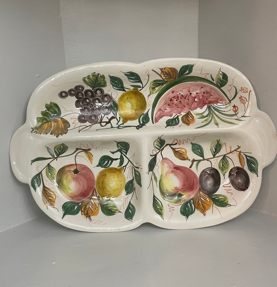 Vintage Italian Ceramic Serving Platter Extra Large Mid Century Divided ...