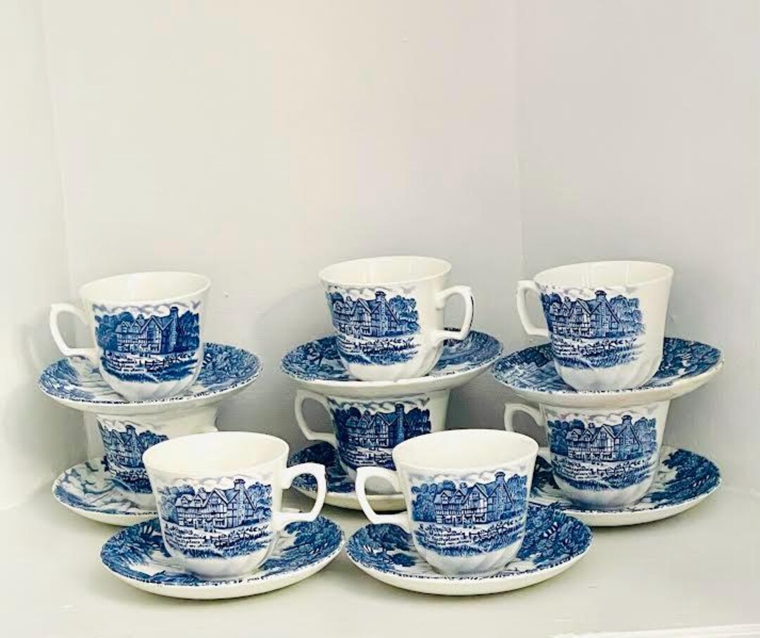 Set of 4 English Tea Cups and Saucers "shakespeare Country", Royal ...