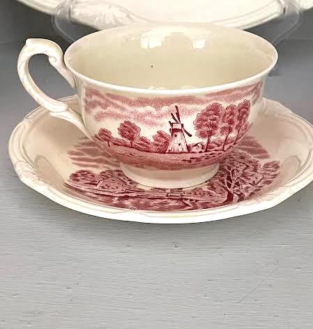 Grindley Pink Transferware Dinnerware Set: Scenes After Constable ...