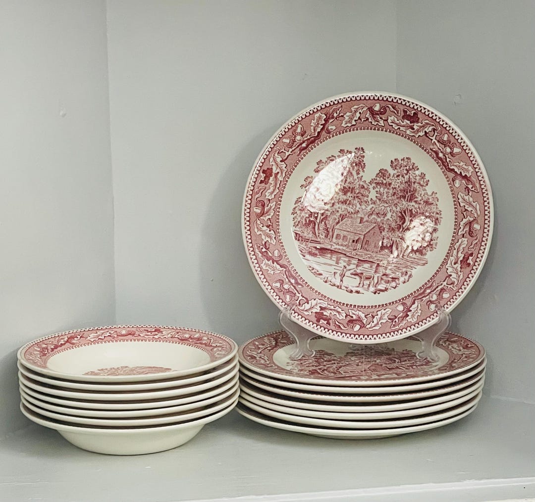 Vintage Royal China Memory Lane Pink Transferware Ironstone Dinner ...
