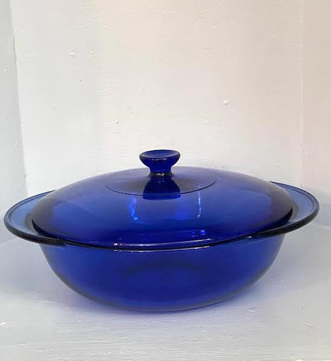 Anchor Hocking 10' Inch Casserole Dish, Cobalt Blue Glass Dish With Lid ...