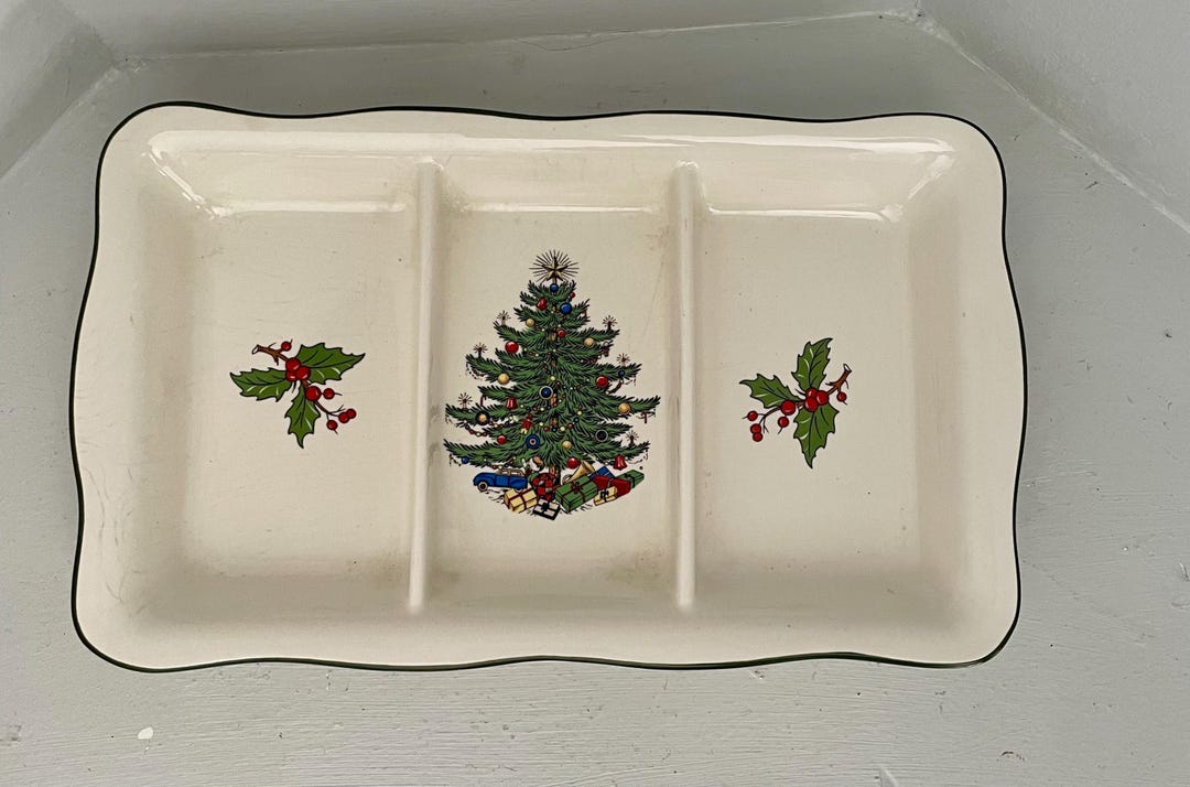 Vintage English Christmas Platter, Divided Serving Dish by Spode ...