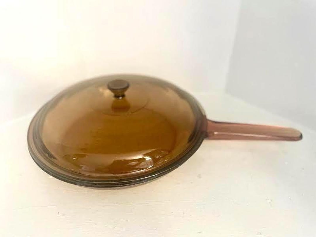 Vintage Amber Pyrex Visions Large Pyrex 10.75" Skillet With Lid, Glass ...
