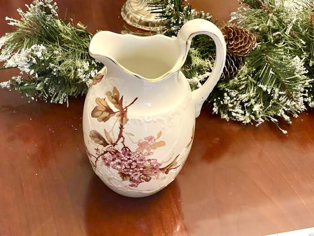 English Ridgeways Pitcher White Floral With Gold Trim Vintage Royal ...