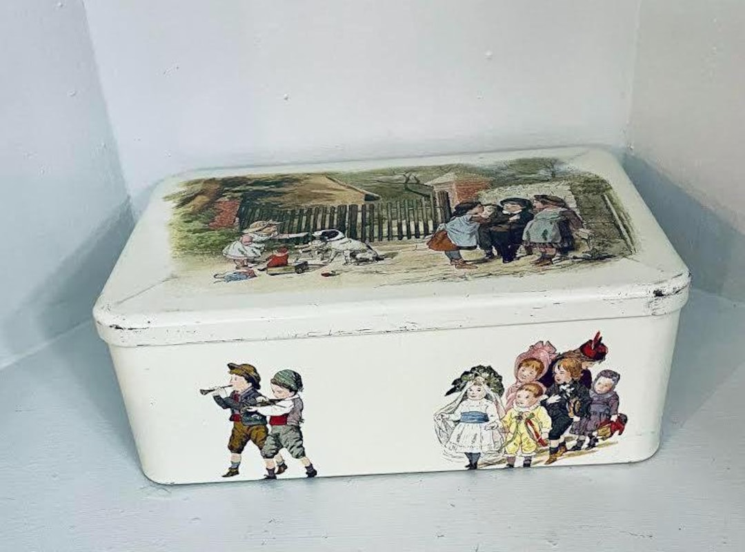 Vintage Tin Sheet Cookie Box Tobacco Tin Box Massilly France Design of ...