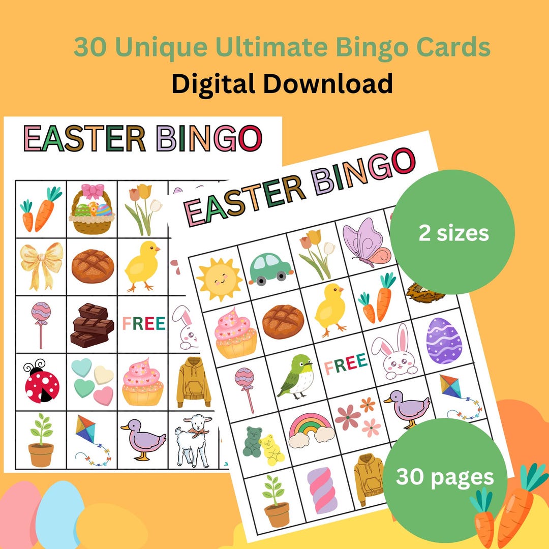 30 Easter Bingo Game – Printable Easter Activity for Kids & Adults ...