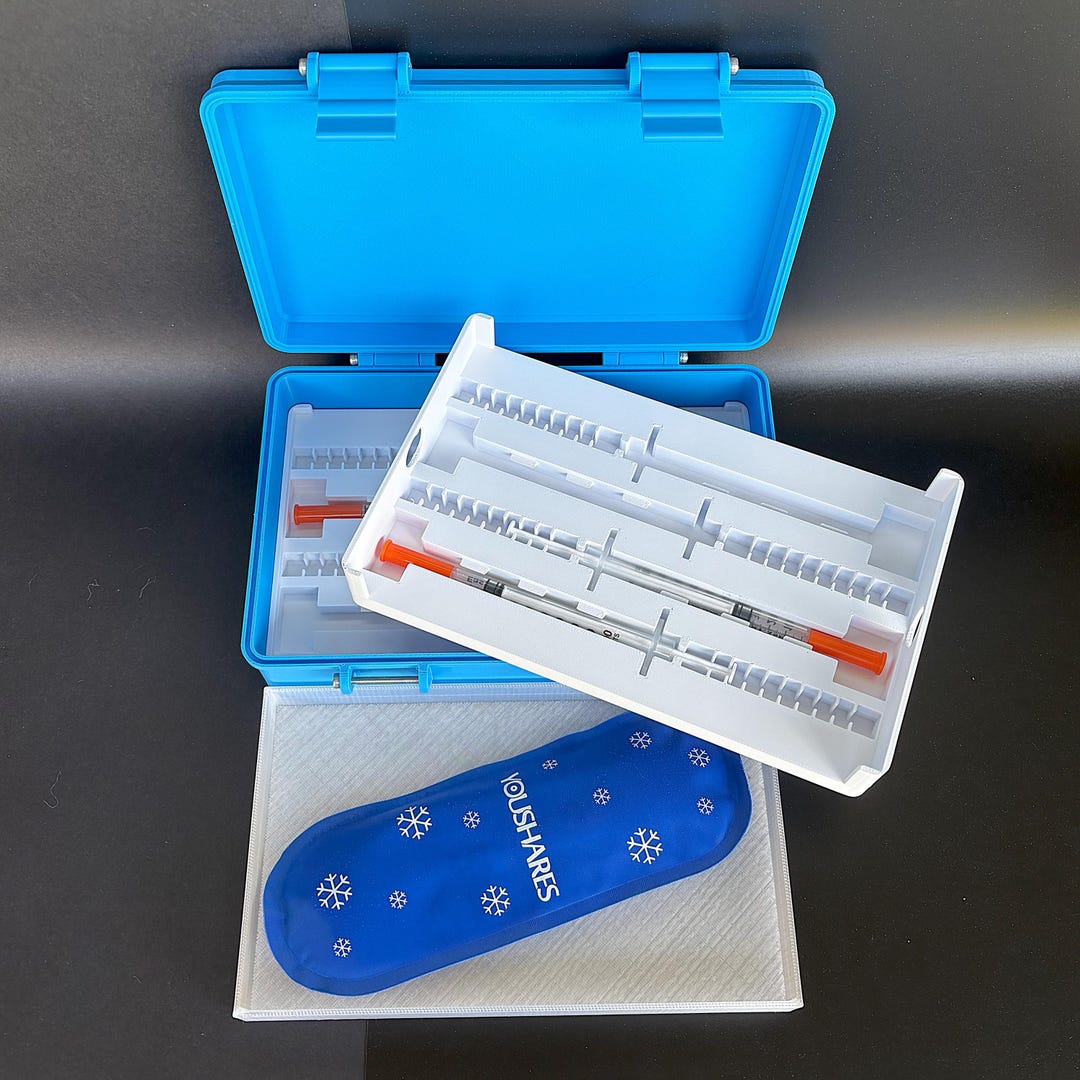 Pre-filled 8 Count Syringe Storage Box Optional Ice Pack Tray Travel ...