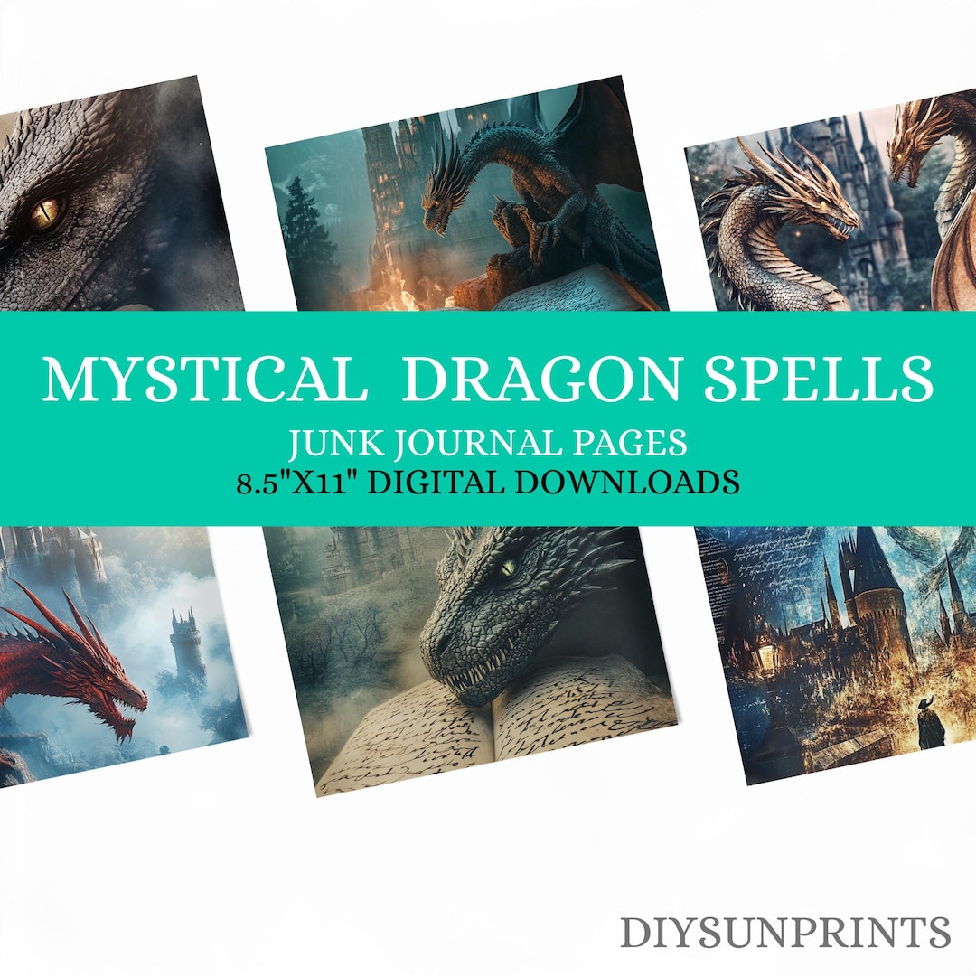 Mystical Dragon Spells Junk Journal Kit: Printable Ephemera (digital ...